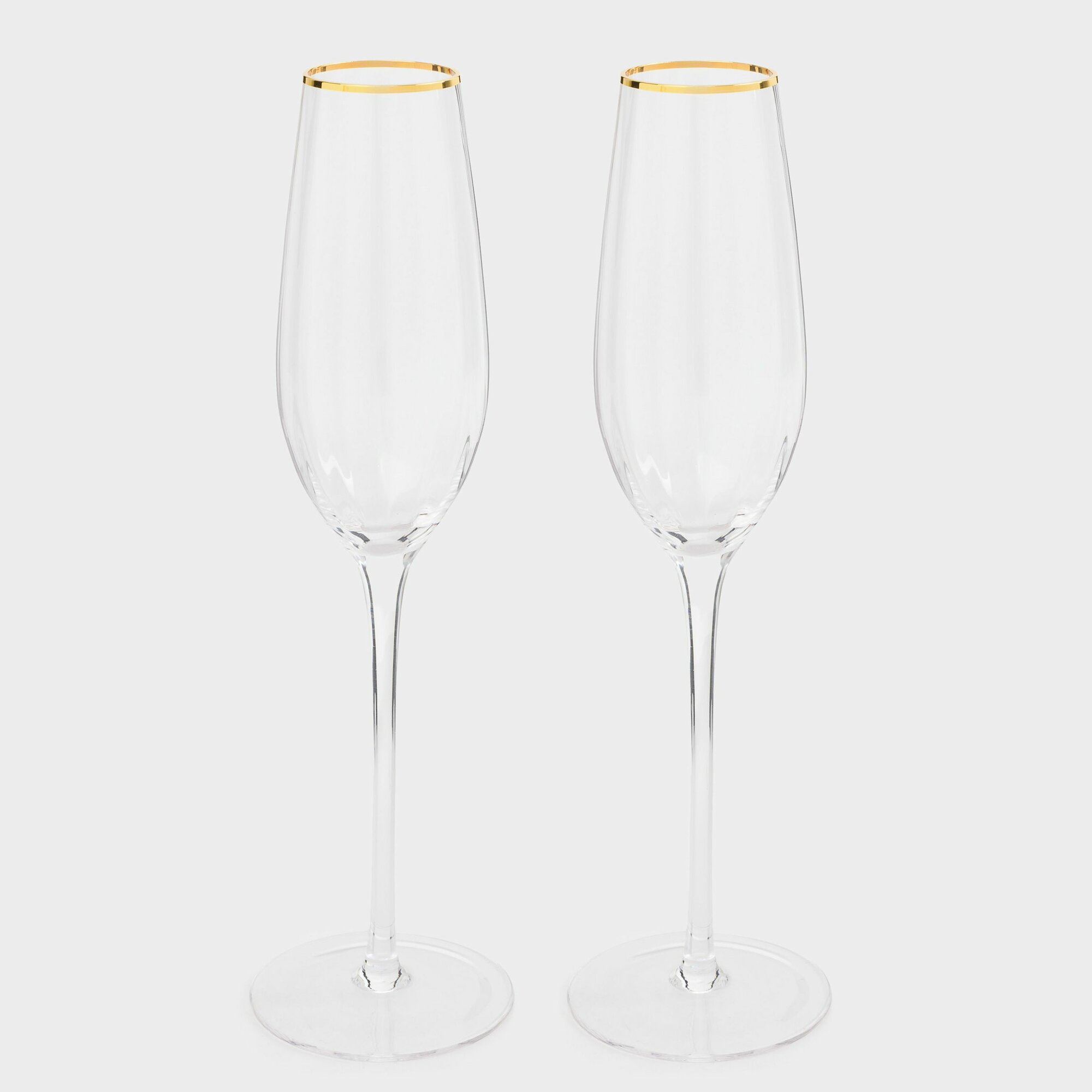 Бокал для шампанского, 210 мл, 2 шт, стекло Р, с золотистым кантом, Filo R gold