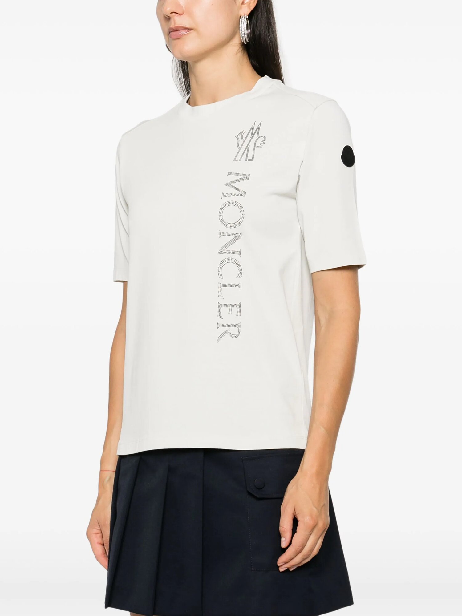 Футболка Moncler, размер 42, бежевый/белый — фото 1