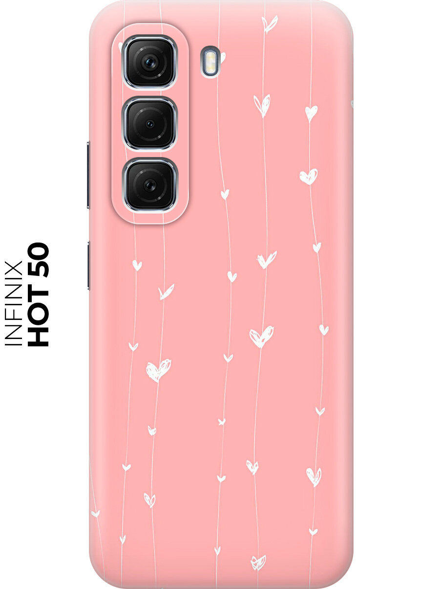Силиконовый чехол на Infinix Hot 50 4G с принтом "Сердечки на розовом фоне"