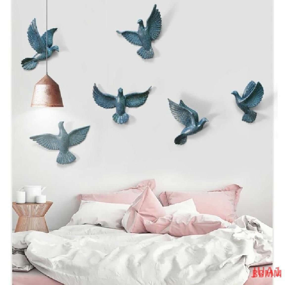 Настенный декор птички 6 шт , темно-синий