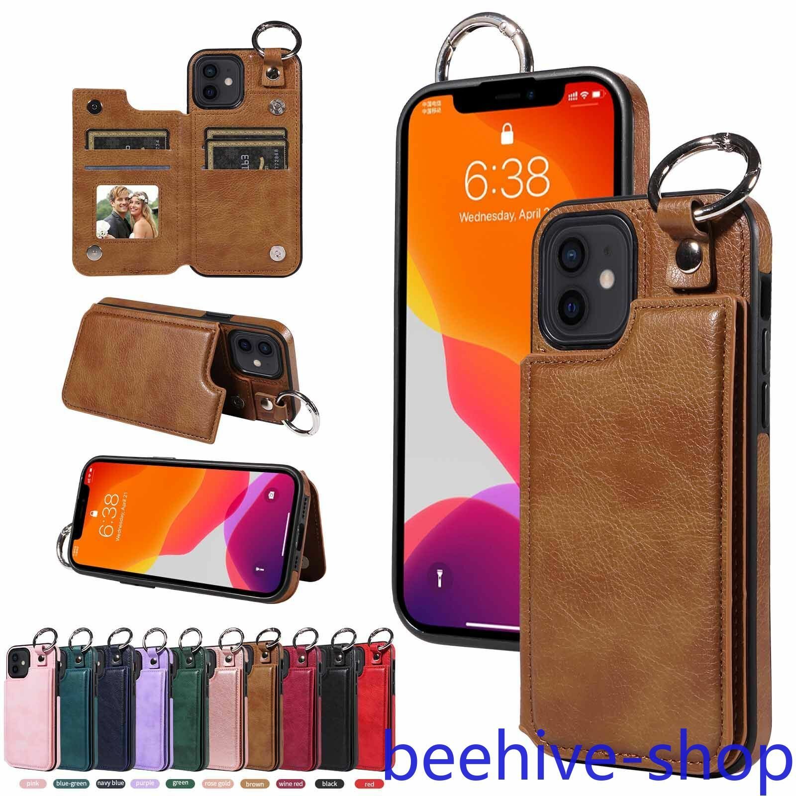 Кожаный чехол для Apple iPhone 12 (на айфон 12) с отделением для карты/ Чехол-кошелек для / Кожа высокого качества