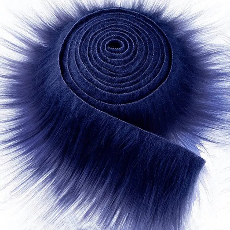 Ленты из искусственного меха енота для шитья Темно-синий, Navy blue 5CMx1.5M