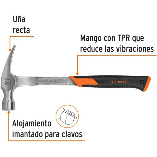 Молоток-гвоздодер цельнометаллический Truper MXR-20 16821