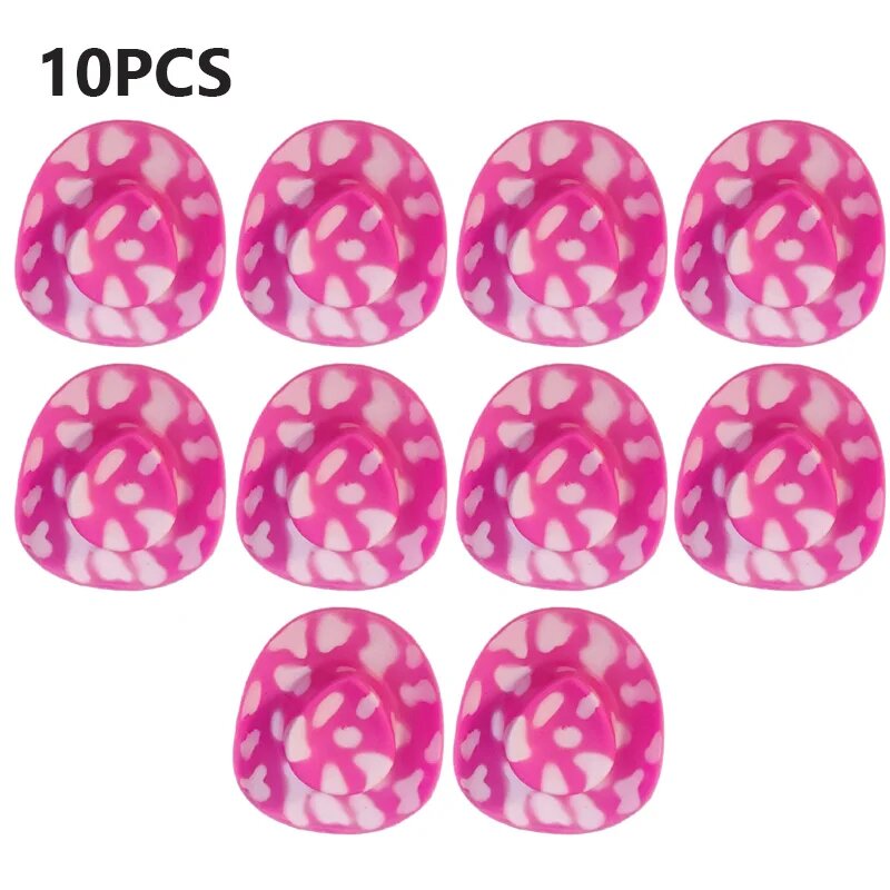 Пластиковые мини-ковбойские шляпы, 10 шт. Розовый, White Pink