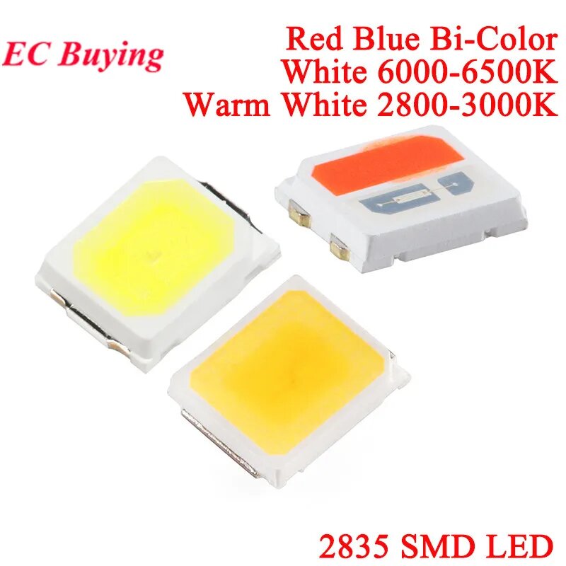 Светодиоды 2835 SMD White 50pcs двухцветные
