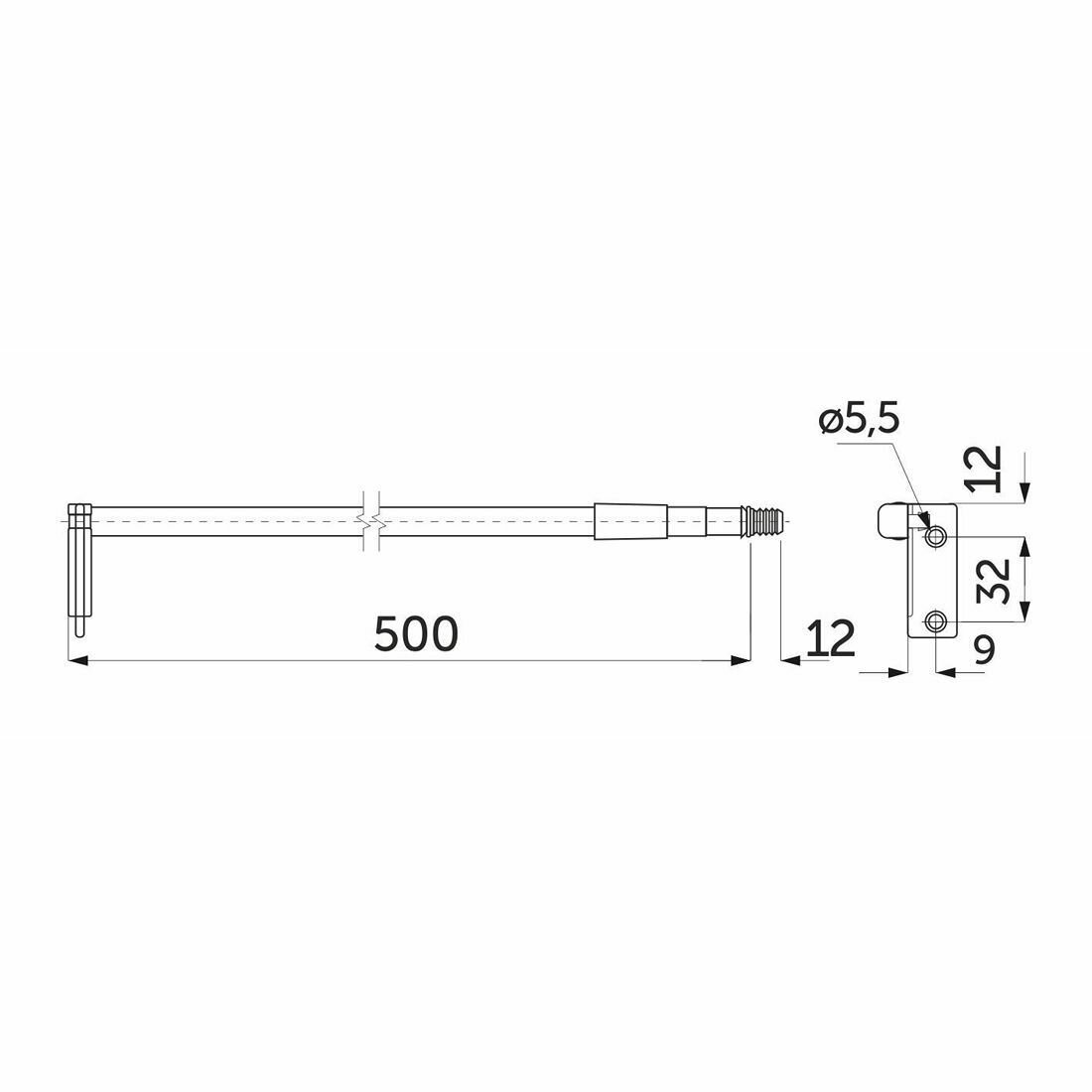 Релинг металбоксу L=500, белый