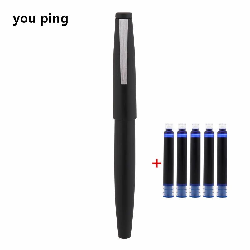 Черная перьевая ручка Jinhao 80, перо 0.3mm, 5 картриджей Blue