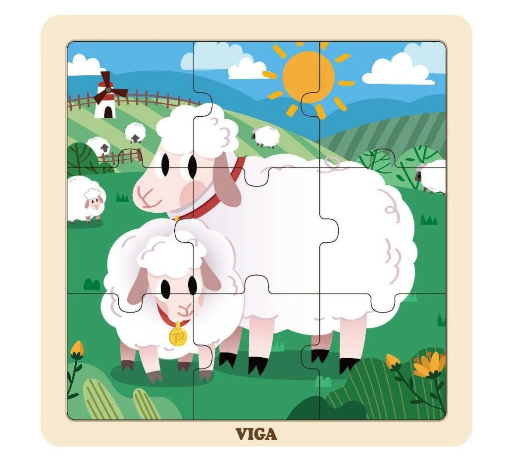Пазл Viga Овечки, 9 элементов, в пакете 44622