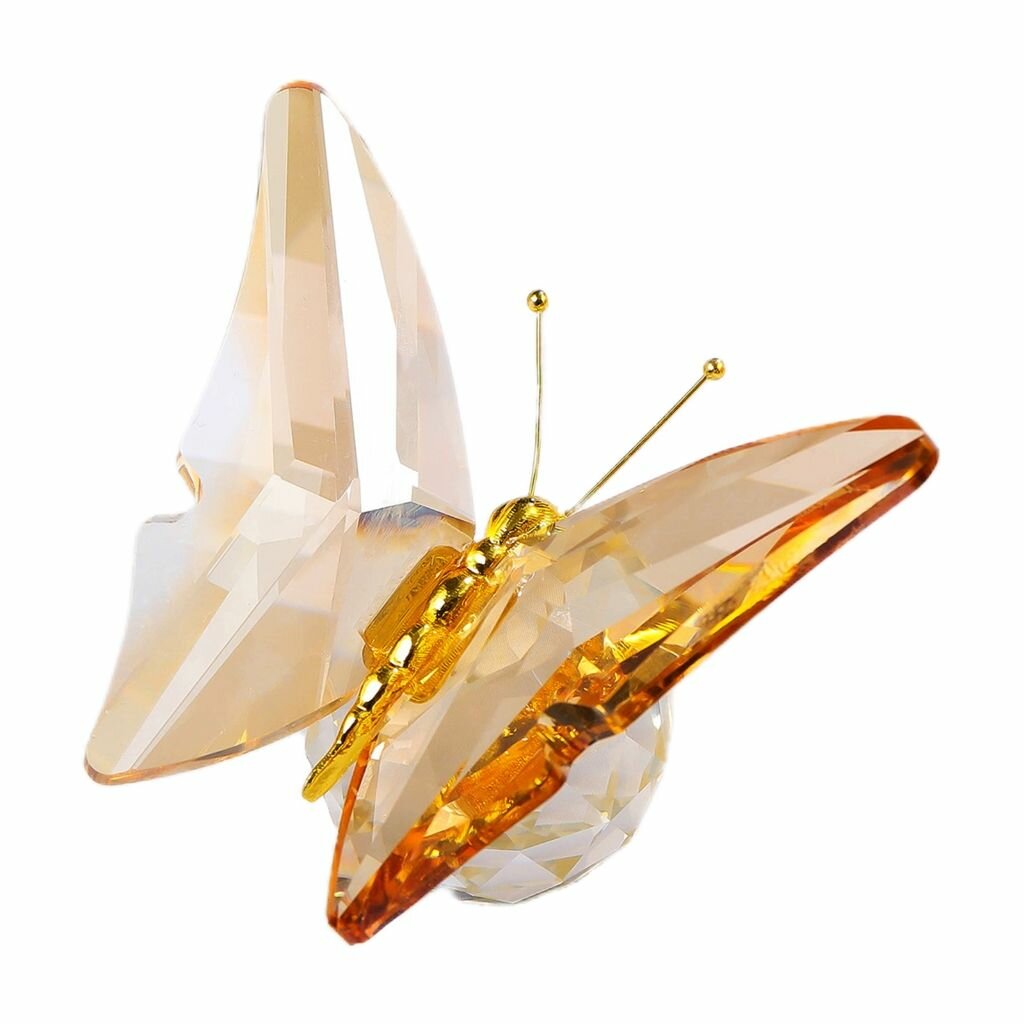 Кристальная фигурка бабочки - янтарный цвет