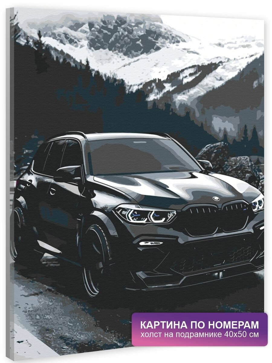 Картина по номерам на холсте с подрамником 40х50 см. Автомобиль, машина. "БМВ, BMW Х5", арт. 5426/