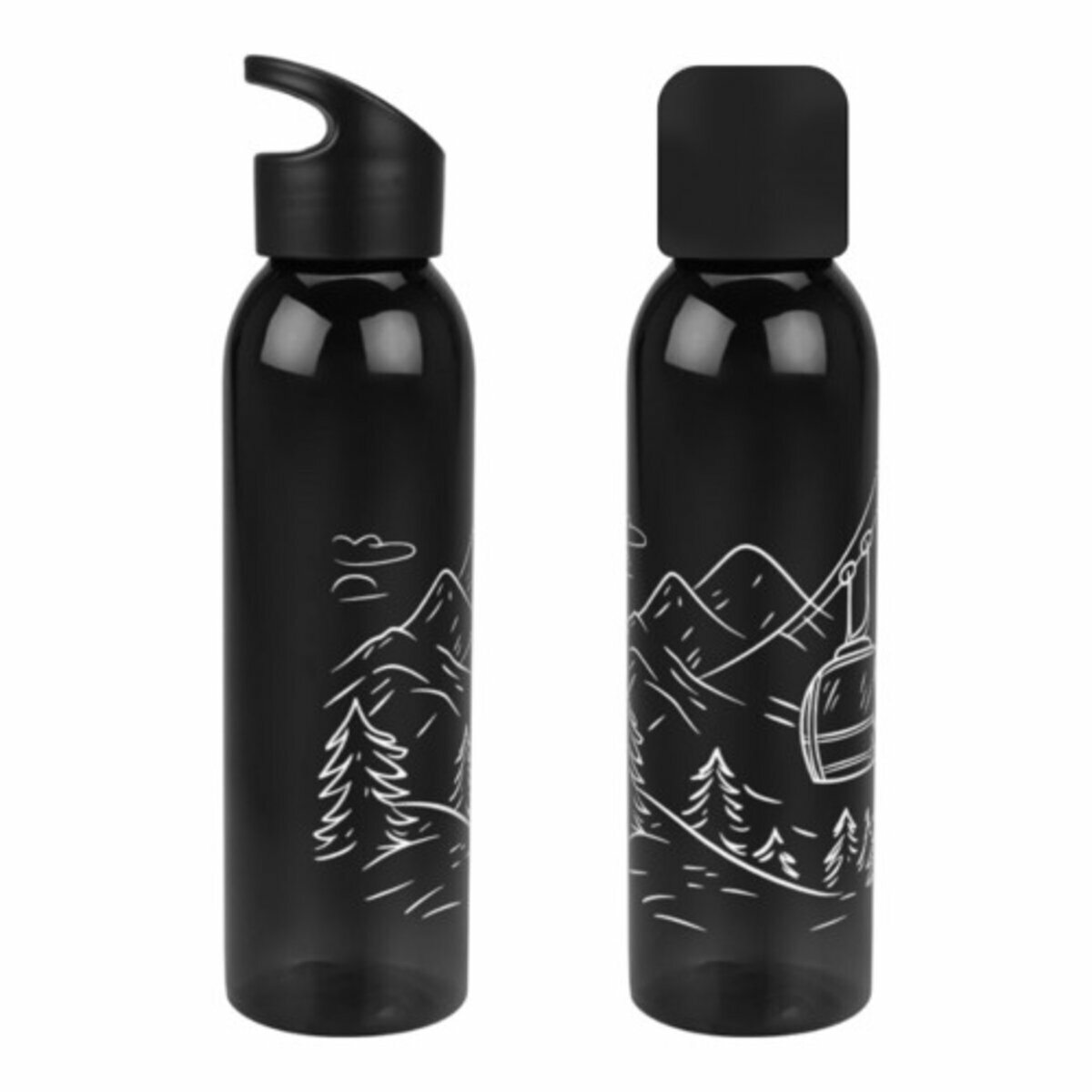 Бутылка для воды «Горы. Природа России. Сочи. Канатка. Роза Хутор» (черный)