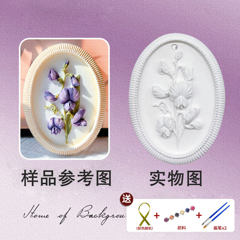 Гипсовый цветочный бренд DIY, 8,8x6,5см, белый эмбрион, с краской и кистью