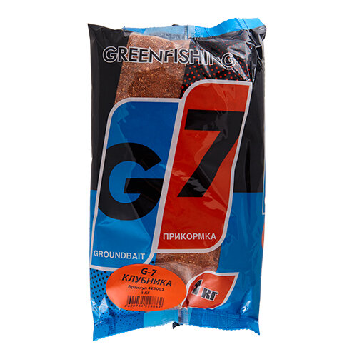 Прикормка натуральная Greenfishing G7 Клубничный Микс 1кг, для летней рыбалки