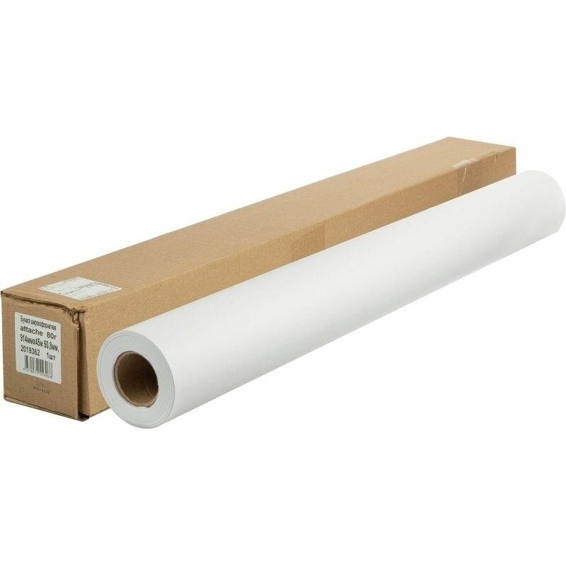 Бумага для печати Attache широкоформатная, 80 г, 914 мм, 45 м, 50,8 мм