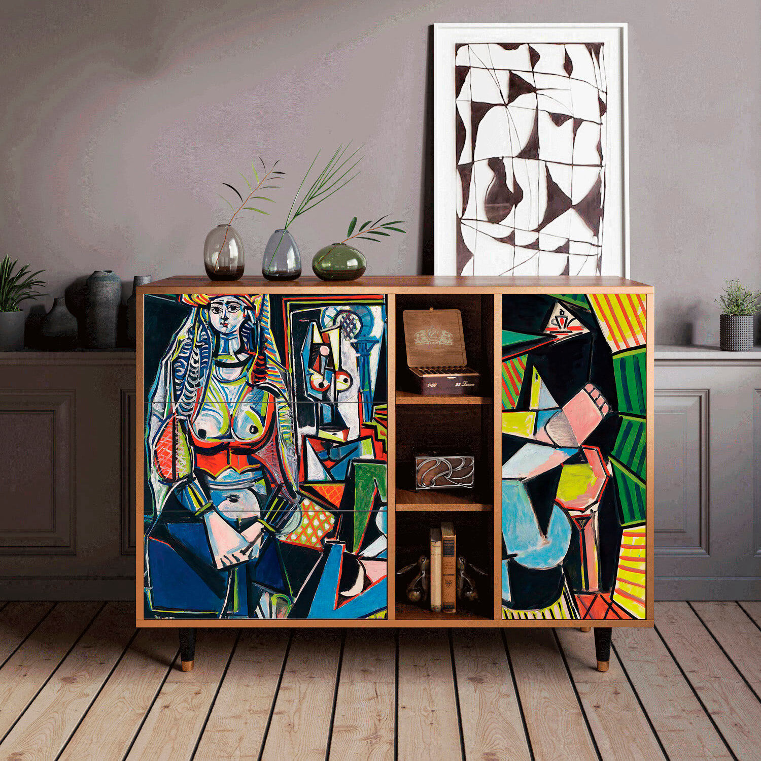 Комод - STORYZ - BS2 Women of Algiers by Pablo Picasso, Разер - 125 x 97 x 48 см , Цвет корпуса - Орех