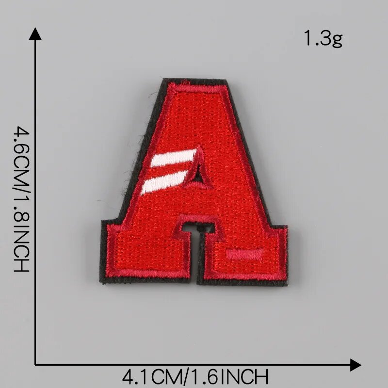 Нашивка буква А, красная, 4.6x4.1 см, 1.3г