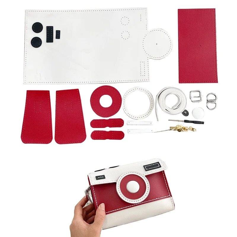 Набор квадратных сумок для ручного изготовления, сумка для ручной шитья, сумка из искусственной кожи, набор ручной работы «сделай сам», швейный материал, наборы для рукоделия, аксессуары для сумок Красный, Num5 red
