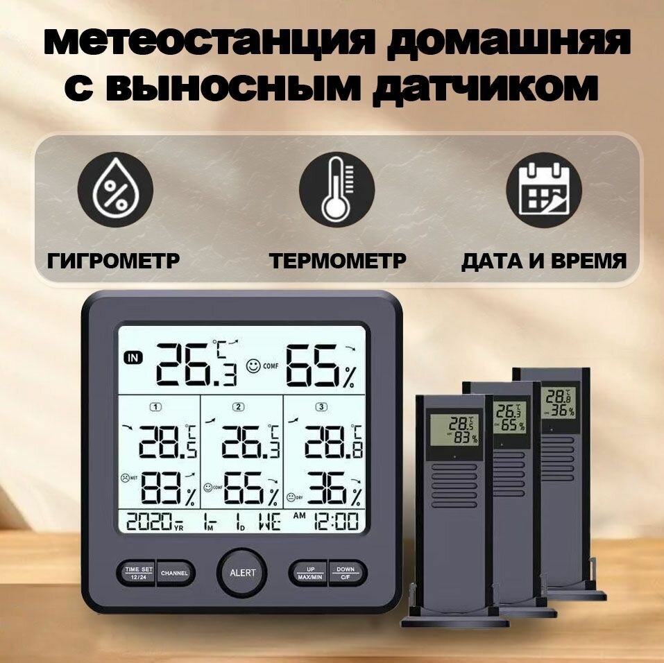 Метеостанция домашняя с выносным датчиком беспроводным термометр гигрометр