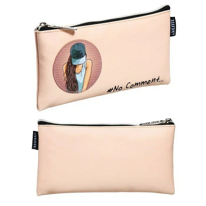 Пенал "deVENTE. No Comment" 21,5x11x1 см плоский для 40 предметов на молнии матовая искусственная кожа