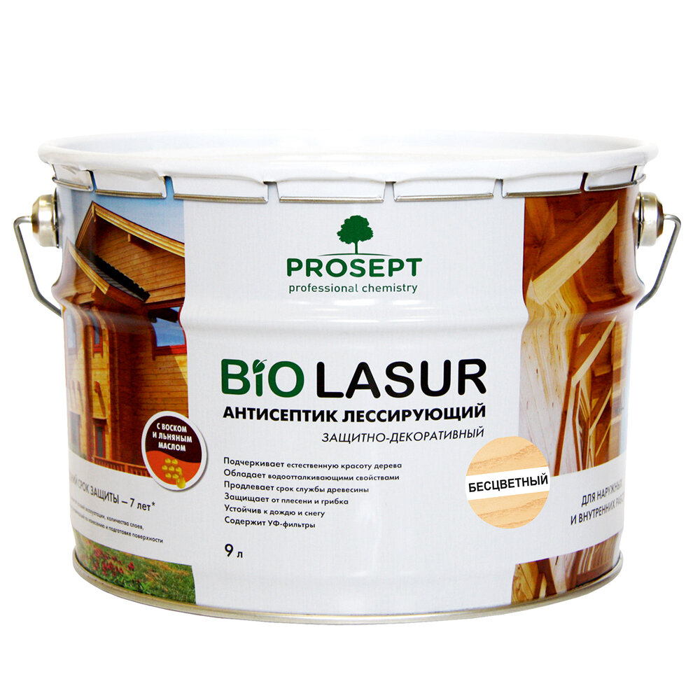 Антисептик Лессирующий Prosept BiO Lasur 9л Орех / Просепт.