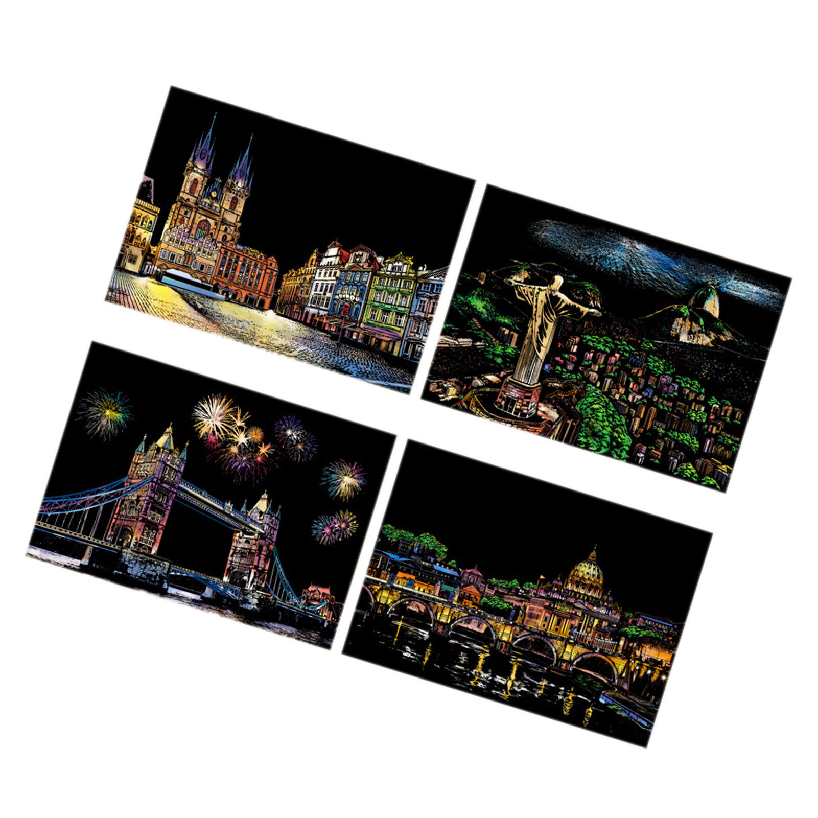 Листа бумаги для царапин, сделай сам, рукоделие А4, белый картон, пейзаж, бумага для царапин, бумага для рисования, красивый город