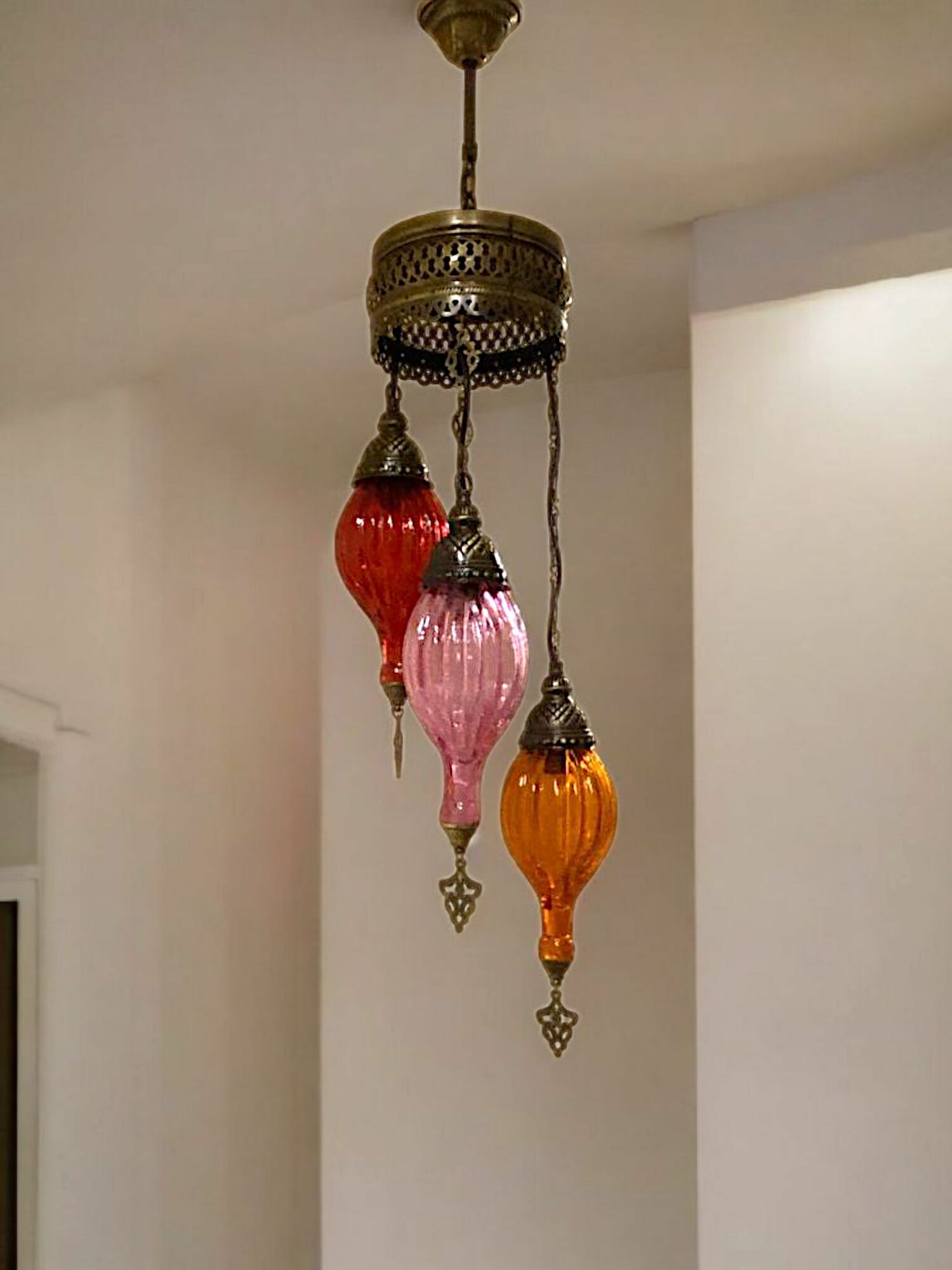 Подвесная Восточная люстра Exotic Lamp S 392 Оранж, роз, красн.