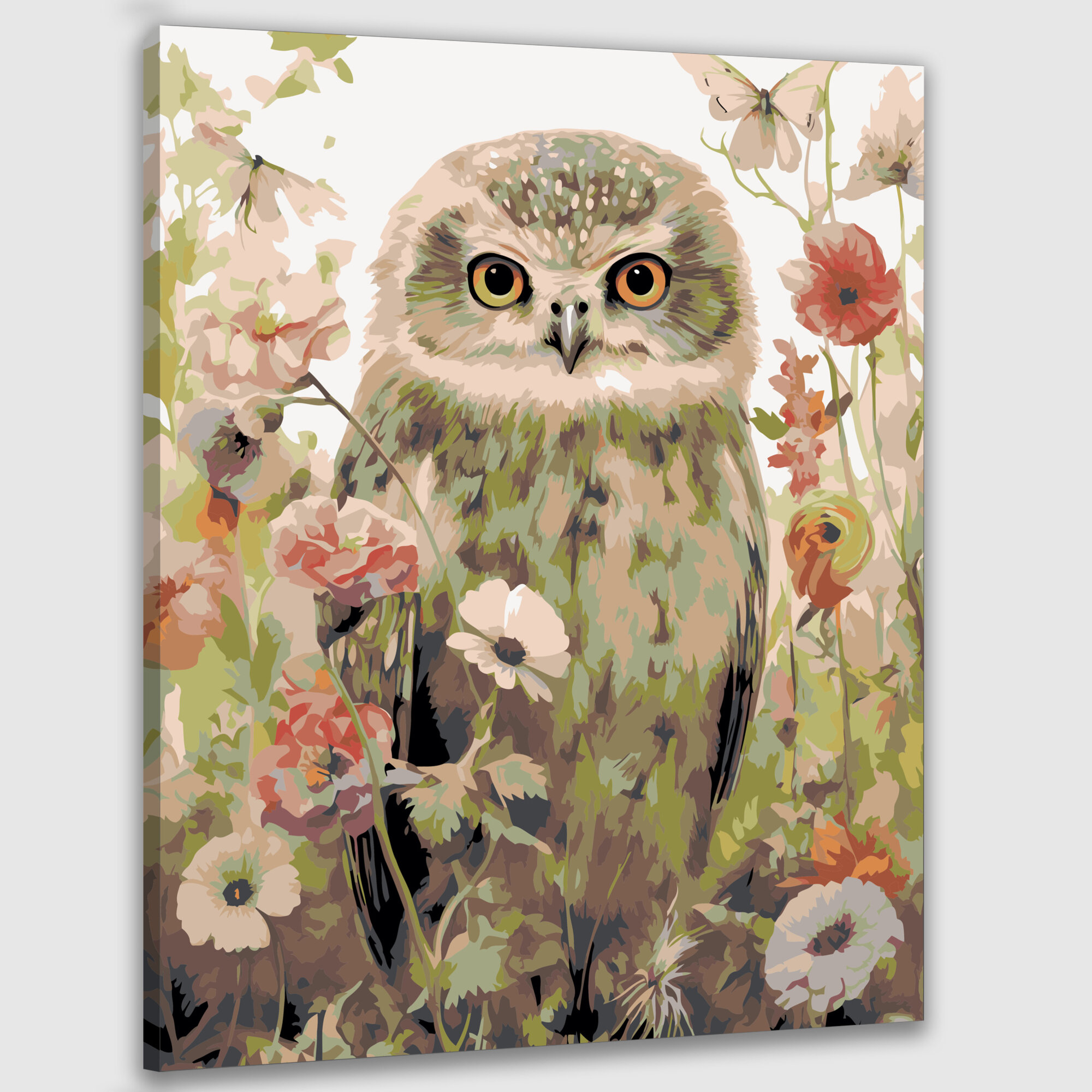 Картина по номерам 40x50 см, Манул, тайга, кошачьи, полевые цветы, трава, выражение лица, отметины, загадочность