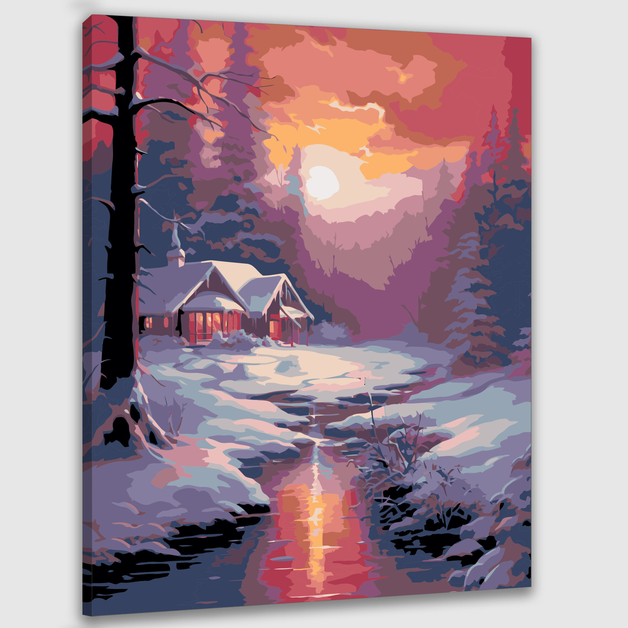 Картина по номерам 40x50 см, картина, масло, святочный пейзаж, зимняя страна чудес, заснеженные деревья, сосульки