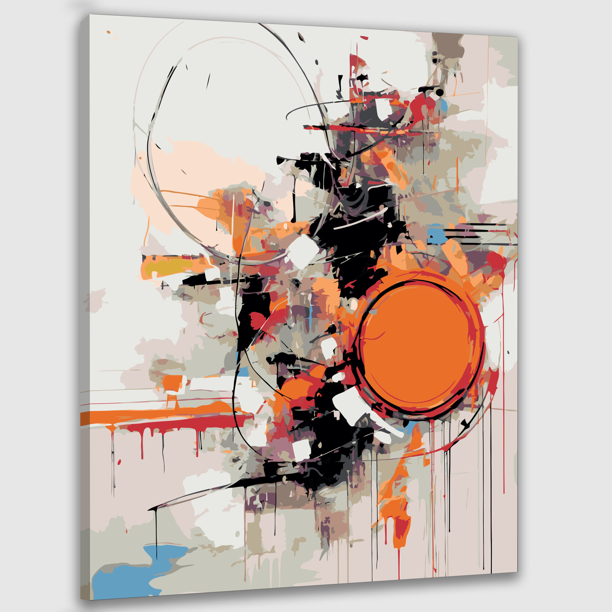 Картина по номерам 40x50 см, хаос, город, смешанная техника, абстракция, мазки кисти, брызги, граффити, шум