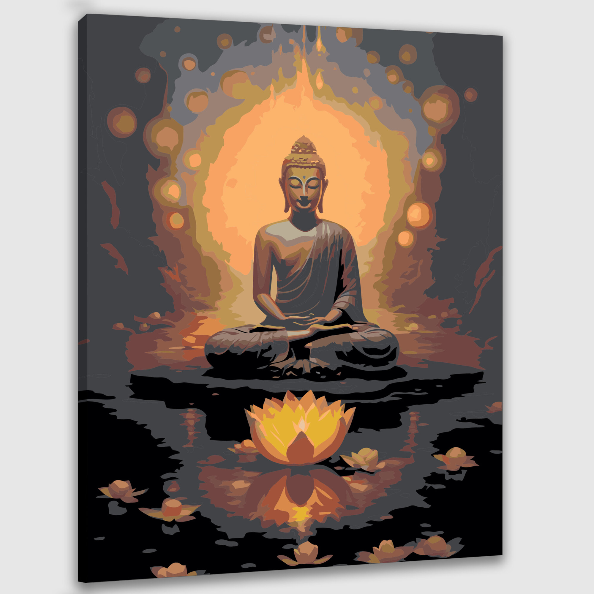 Картина по номерам 40x50 см, Будда, медитация, ореол, лотос, внутренний покой, просветление, мазки кисти