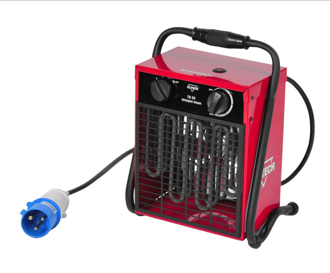 Электрическая тепловая пушка Elitech ТП 5ЕМ 220В, 5кВт, площадь обогрева 45м2