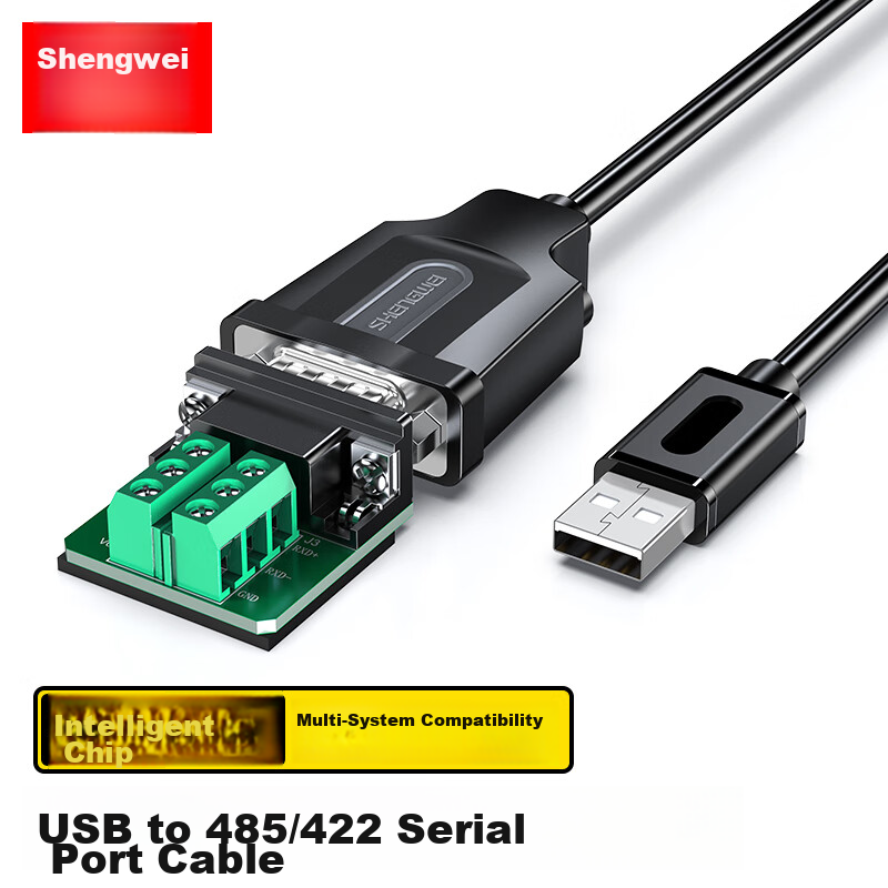 Shengwei USB to RS422 485 Converter, 9-Pin Serial Port Computer COM Port Communication Cable Adapter, USB to RS485 Serial Cable, 1 Meter, AML5010G