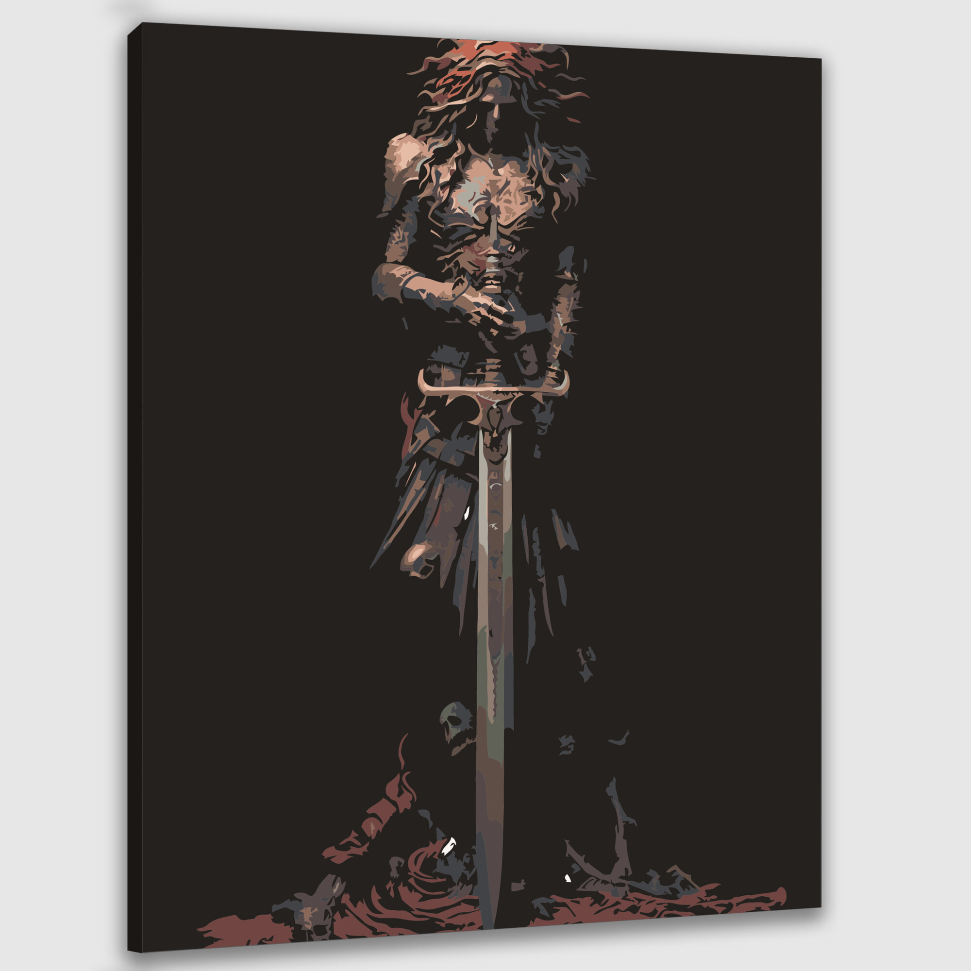 Картина по номерам 40x50 см, глиняная скульптура, Меч смерти, мастерство художника, замысловатые текстуры