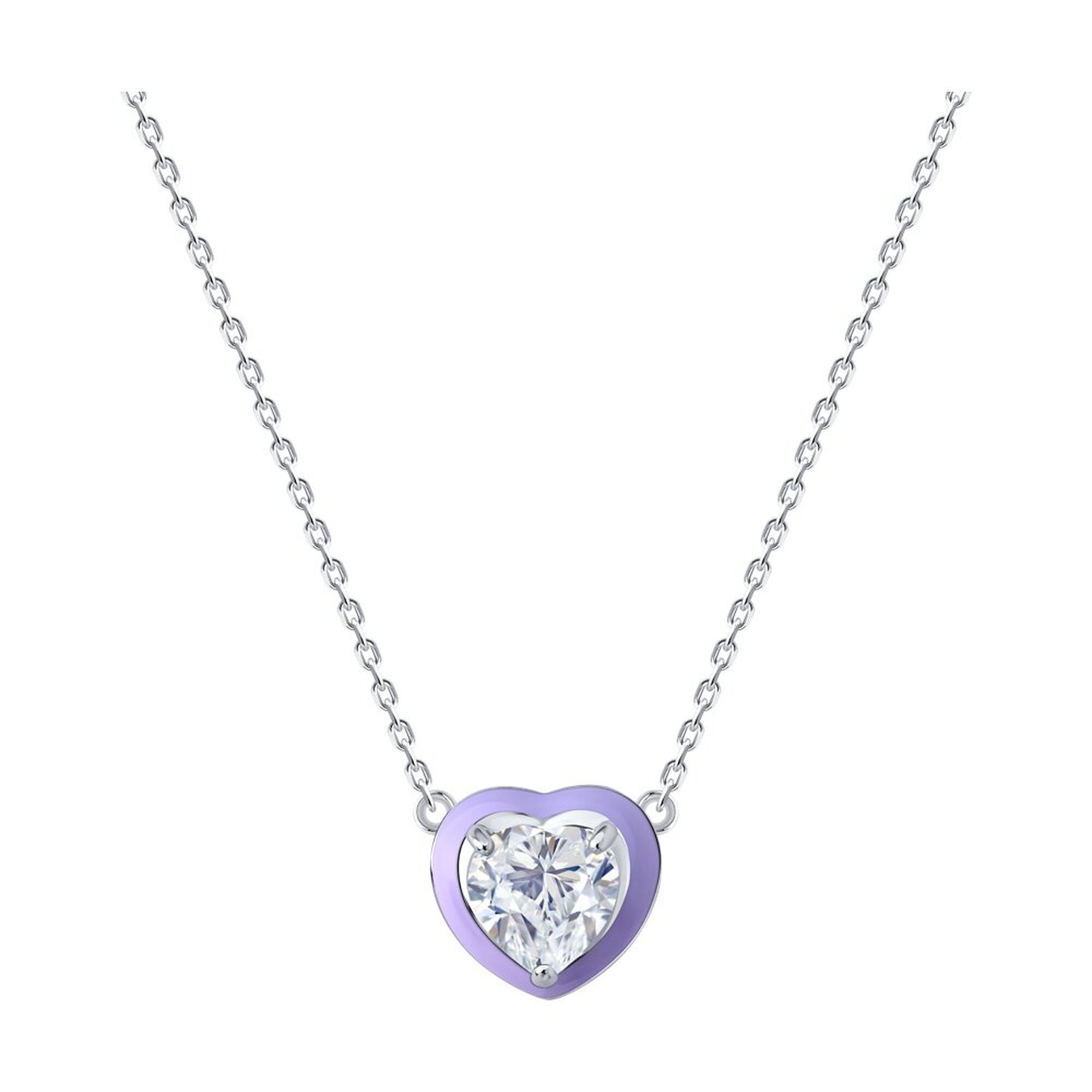 Колье Diamant online, серебро, 925 проба, родирование, эмаль, фианит