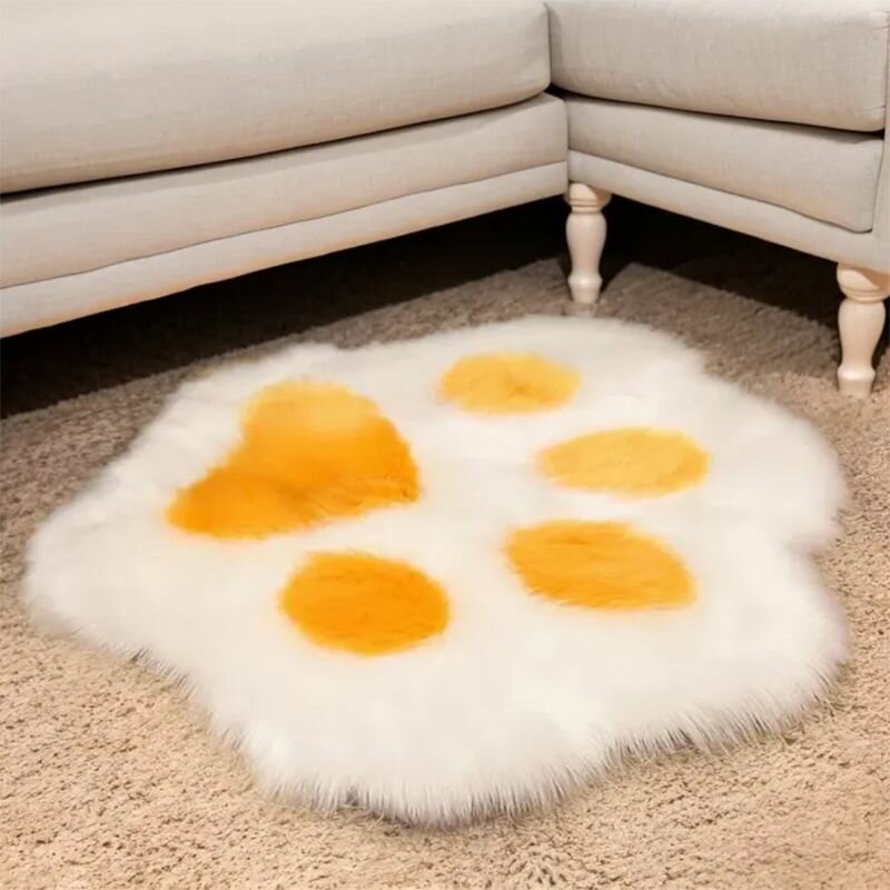 Меховой ковер, украшение из искусственного шерстяного плюша в форме медвежьей лапы, нескользящее дно 80x68 см, может использоваться в спальнях, гостиных, детских комнатах