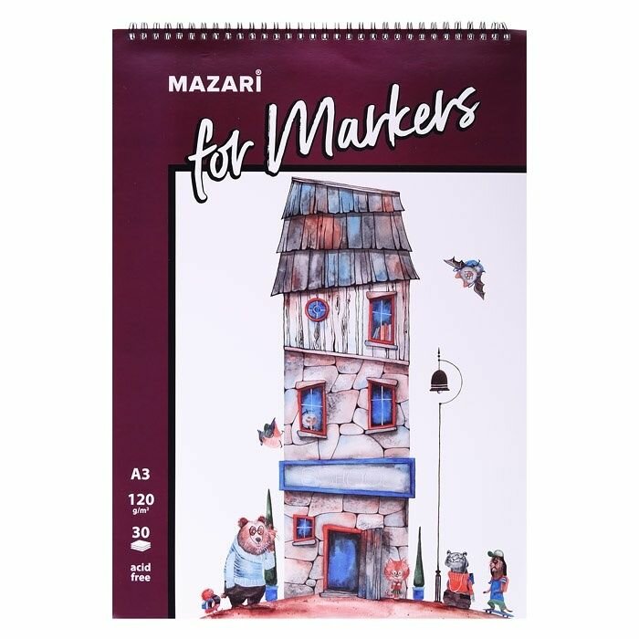Скетчбук Mazari А3, 420х297 мм, 30 листов, плотность 120 г/м2 (M-8380)