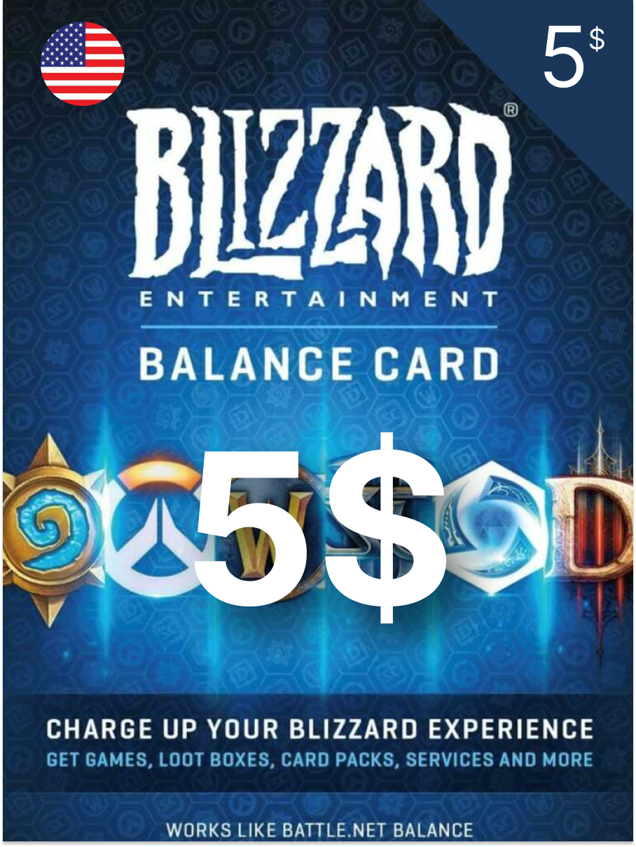 Пополнение счета Blizzard (Battle NET) на 5 USD ($) Америка / Код активации доллары / Подарочная карта Близзард (Батл Нет)