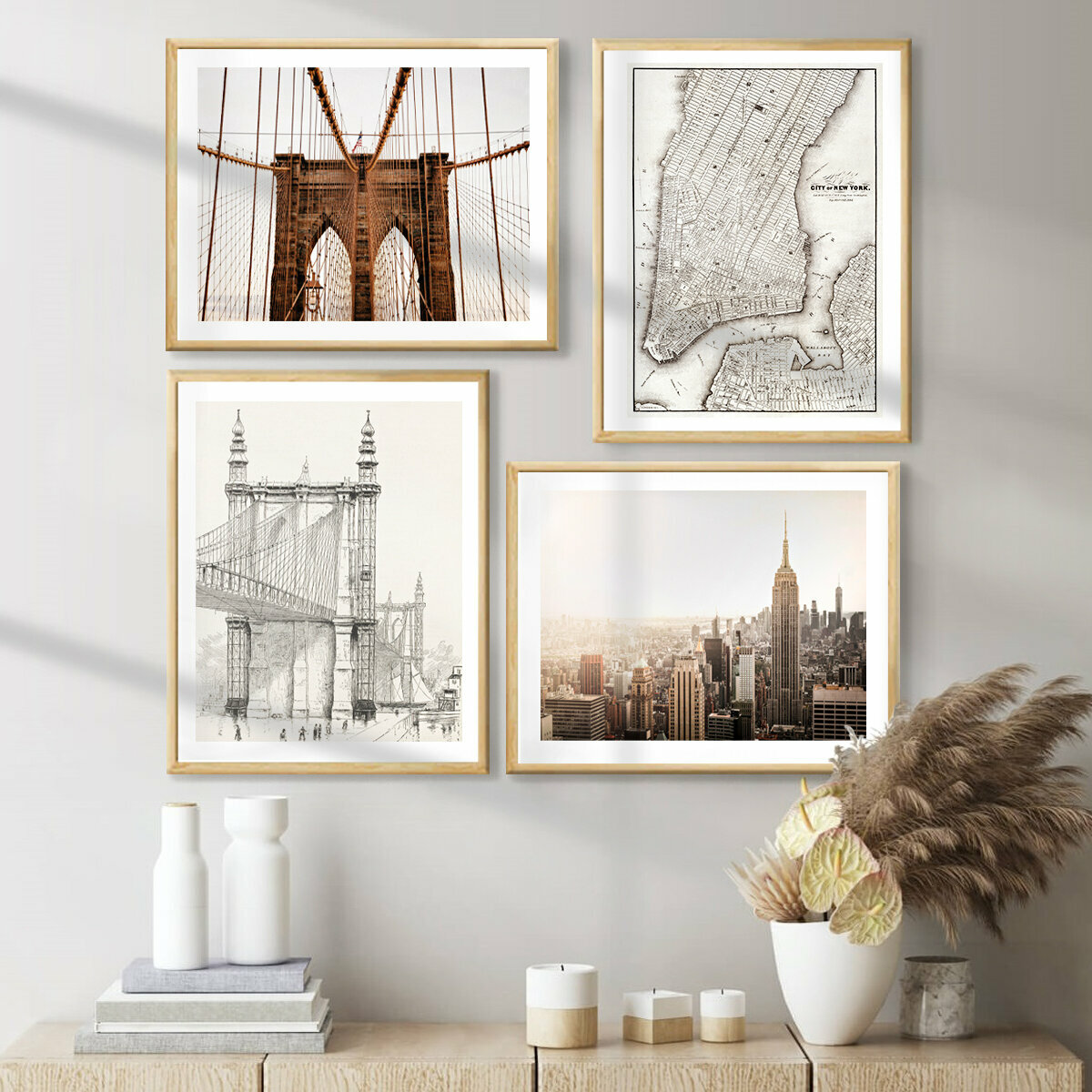 Постер 4 шт 40x50 без рамки "Нью Йорк" набор картин для интерьера