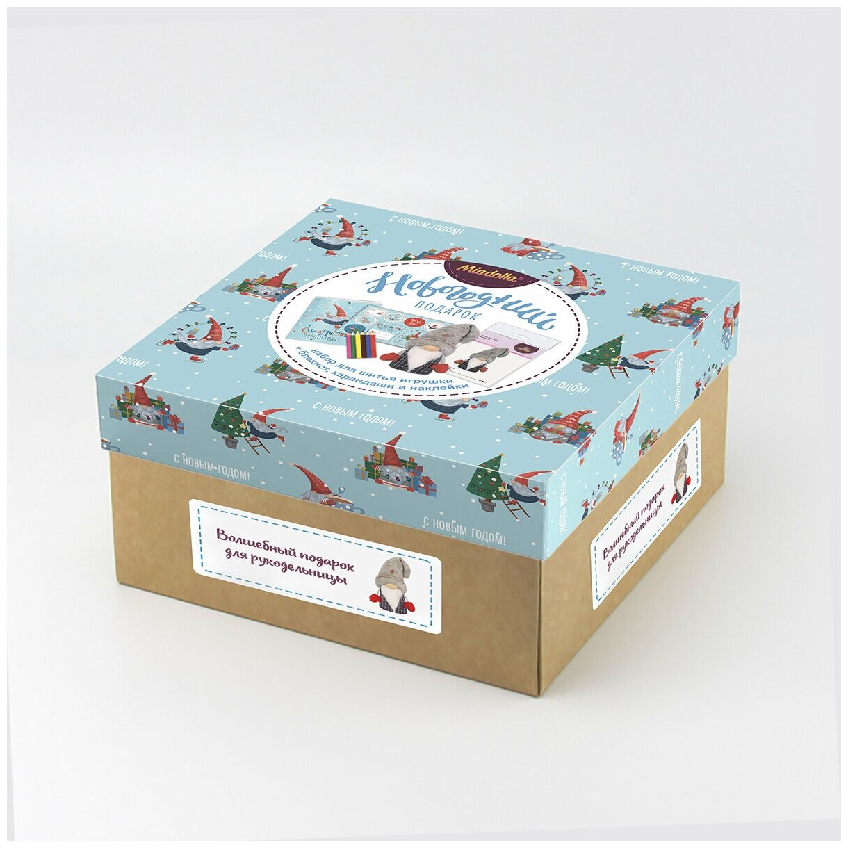 **НГ Набор д/творч(Miadolla) ШьемИгрушку_НовогоднийПодарок Гномик [набор д/шитья игрушки; блокнотик: карандаши; накл.] (BX-0326)