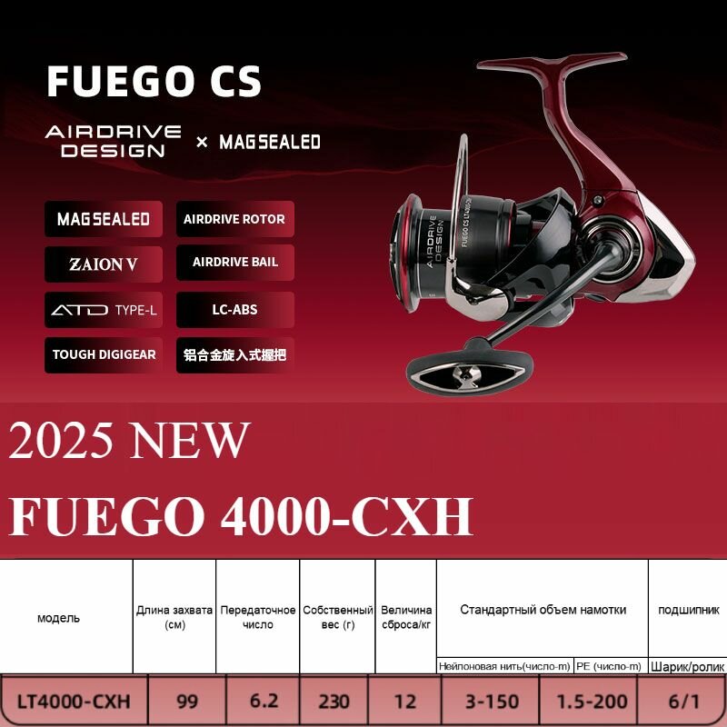 Рыболовная катушка DAIWA FUEGO 4000-CXH Катушка для рыбалки(стиль 2025 года)