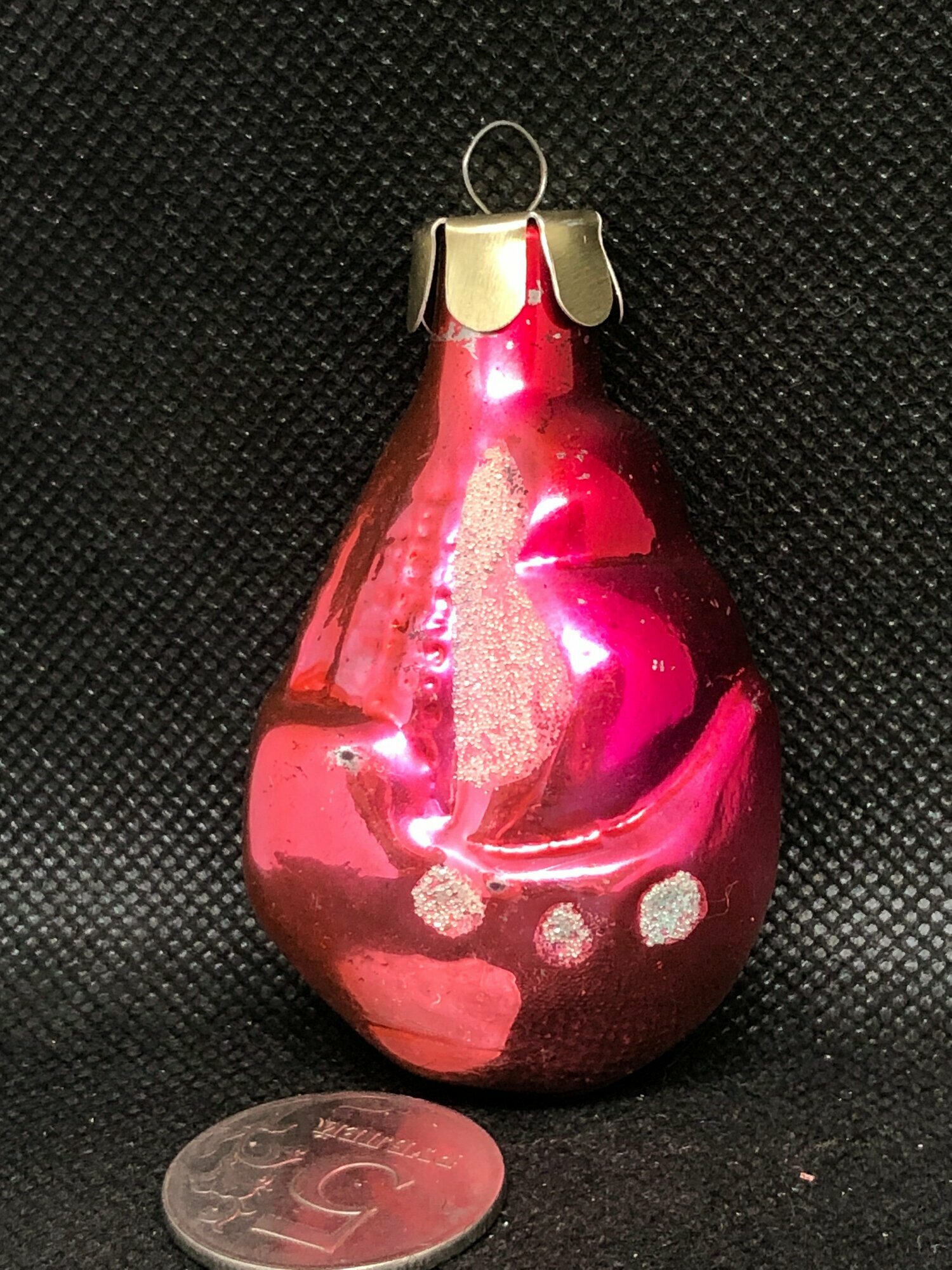 Елочная игрушка СССР ладья корабль лодка парусник стекло # 38