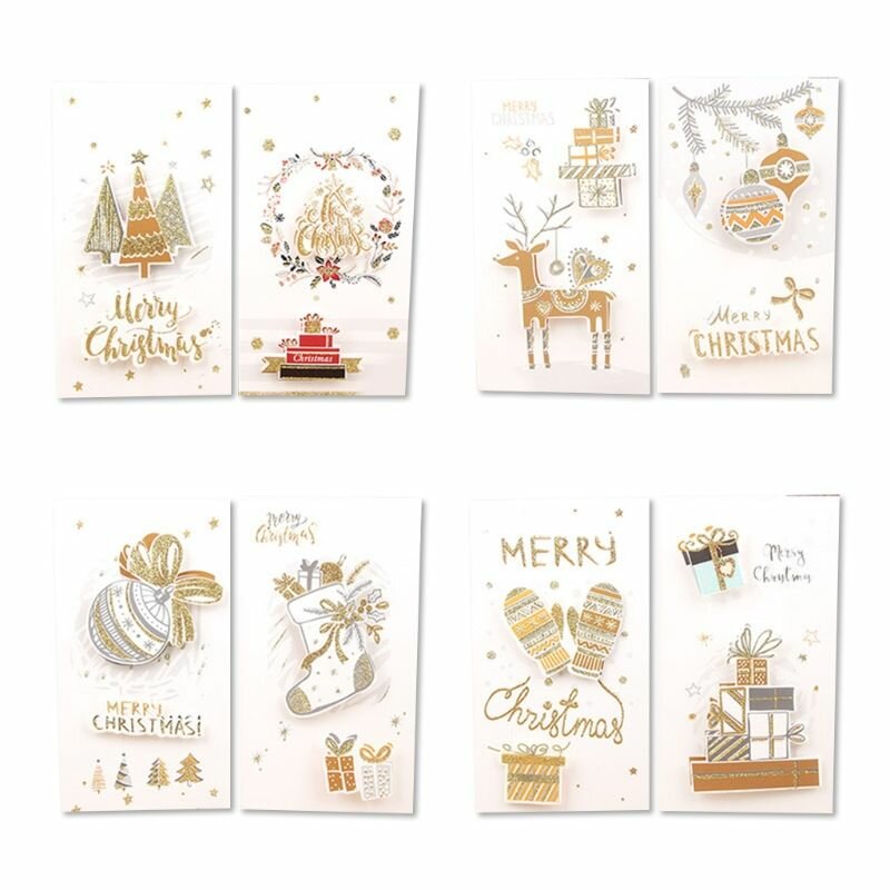 1 комплект из 8 листов, рождественская трехмерная поздравительная открытка, благословляющая сложенная пополам-K107