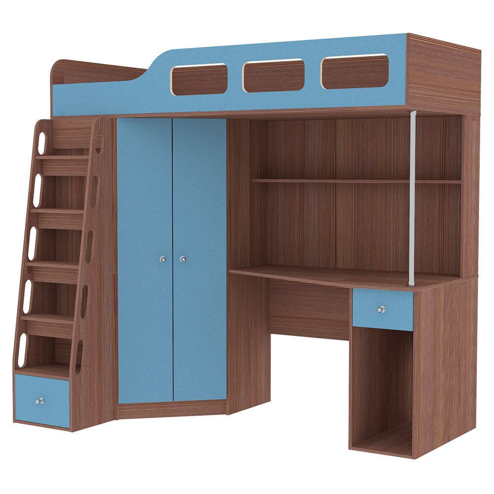 Астра-7 кровать чердак Бодего Темный Светло Синий/Голубой