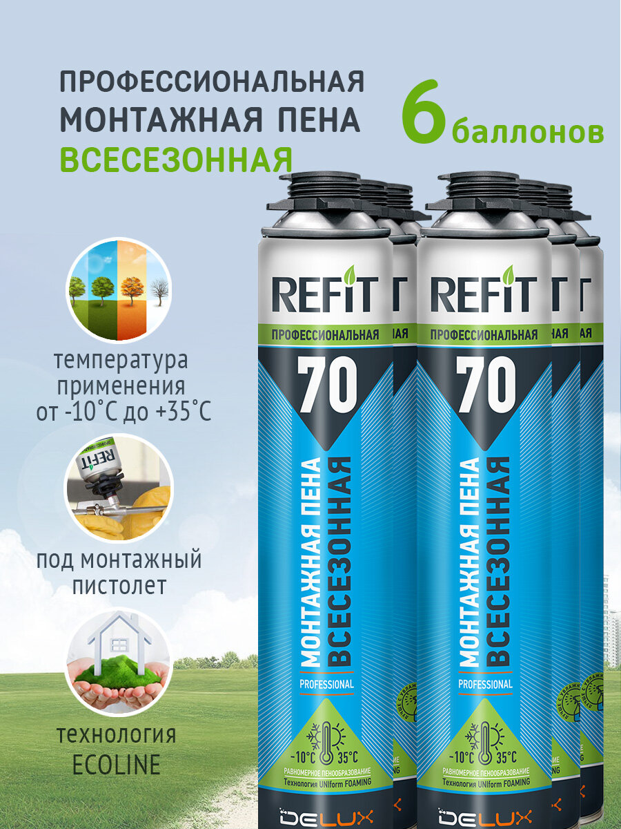 Монтажная пена REFIT 70 профессиональная всесезонная