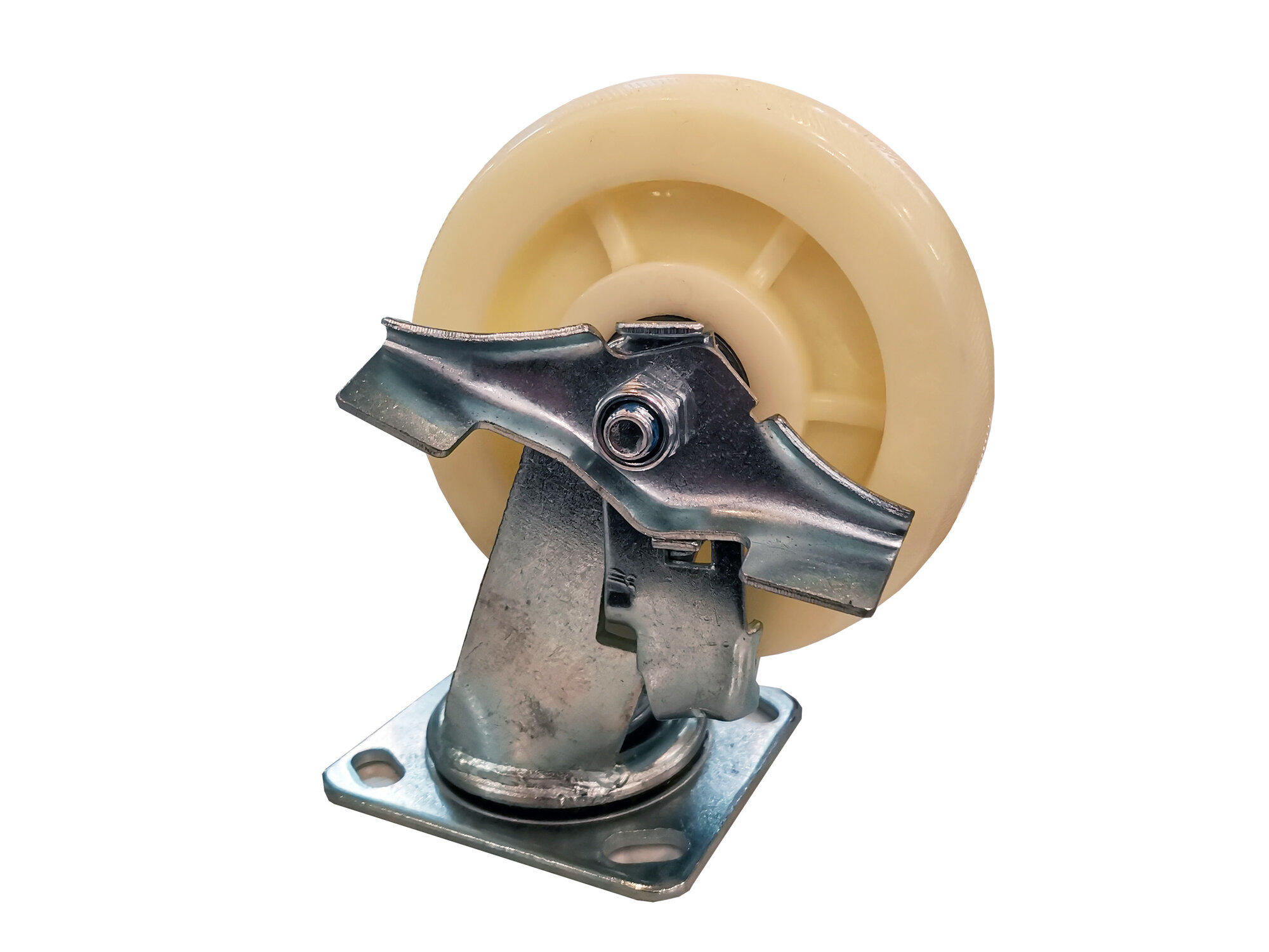 Колесо поворотное SCdnb-)-63 (г/п 400кг, Ф 150мм), крепление платформа с тормозом, шариковый подшипн