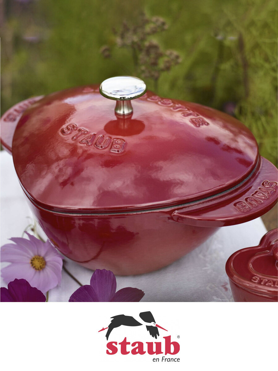 Кокот в форме сердца Staub 20см, вишневый