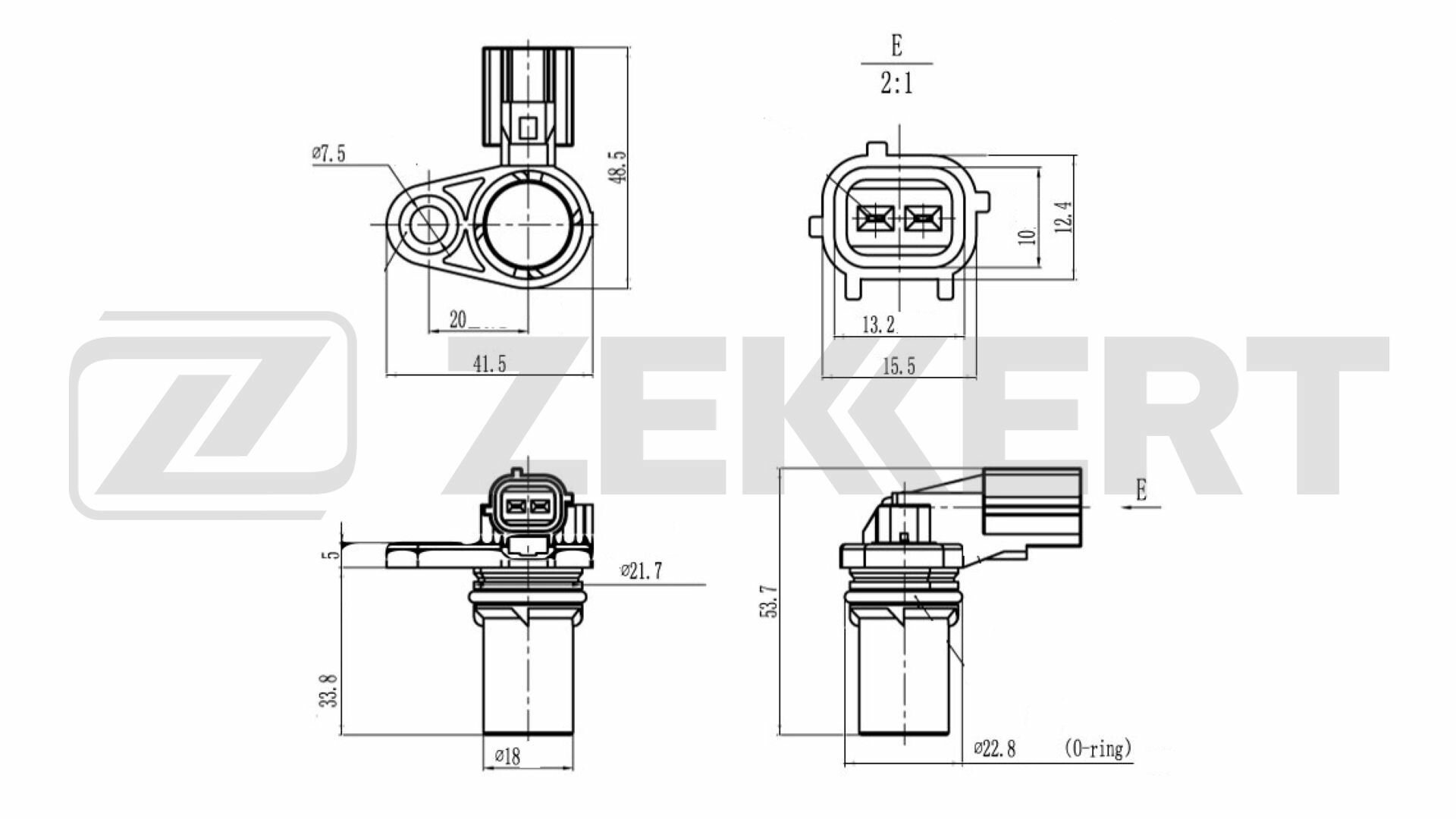 Датчик положения коленвала Ford Focus II 03-, Transit VII 06-, Mondeo III, IV 00-, Fiesta V 05-, Mazda 6 02-, 3 03-, Volvo S80 II 08-