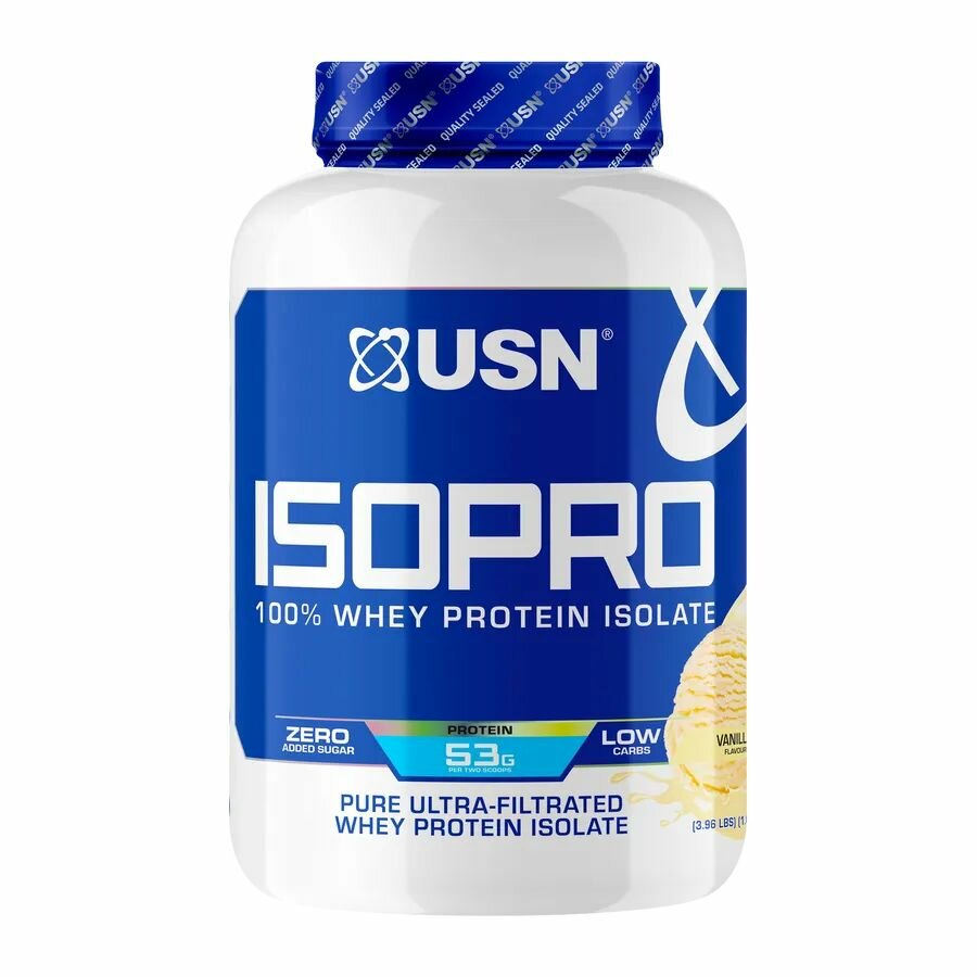 USN IsoPro 100% Whey Protein Isolate 1800 gr (изолят сывороточного белка), вкус ваниль.