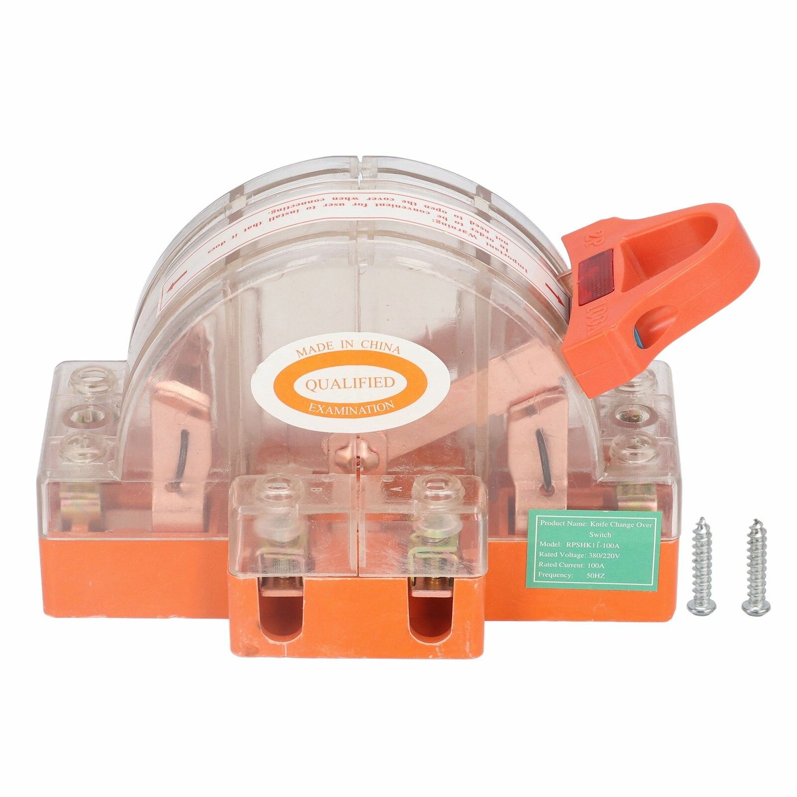 Двухполюсный ножевой переключатель, прозрачный корпус, 2P, 100A, безопасный ножевой переключатель со светодиодным индикатором для выключателей мощности генератора