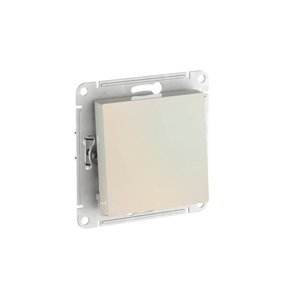 Выключатель одноклавишный проходной Systeme Electric Atlas Design, на клеммах, жемчуг